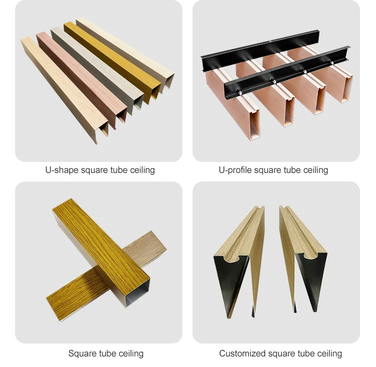 Conference Room Metal Acoustic Ceiling Tiles Baffles Aluminum U-shape ...