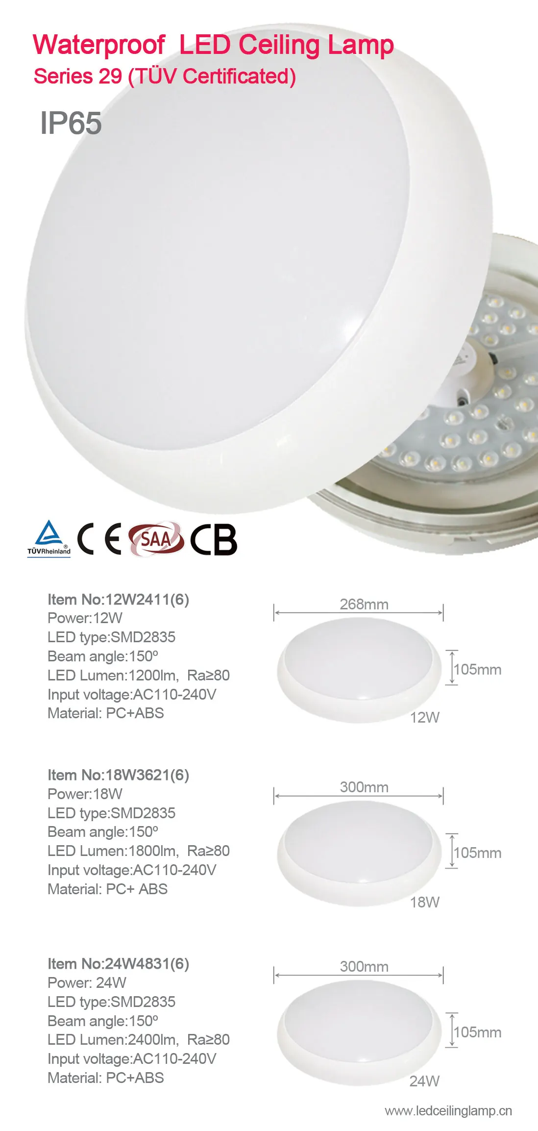 IP65 Round LED Ceiling Lights - Durable & Efficient