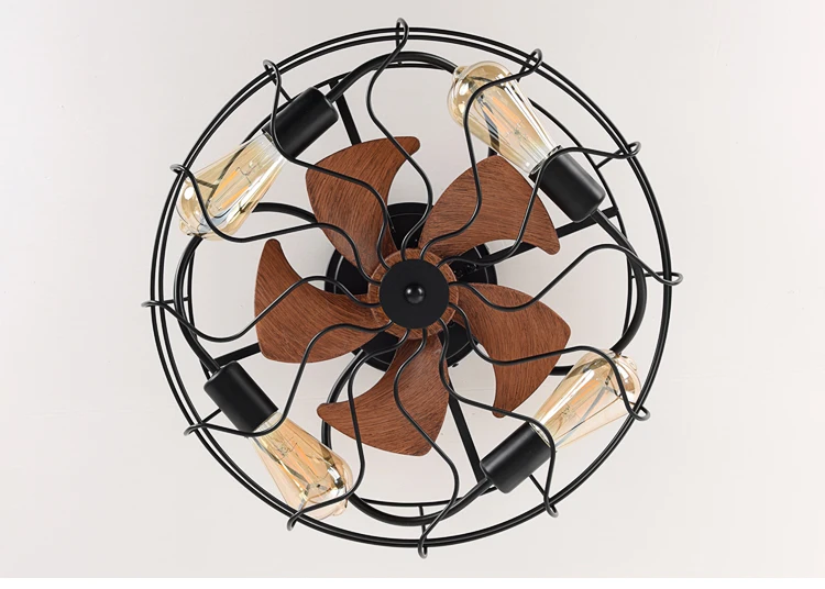 XD96 Modern Bedroom LED Ceiling Fan Light American Retro Industrial ...