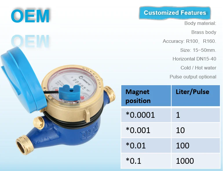 Multijet Water Meter - Reliable Pulse Output & Custom Support