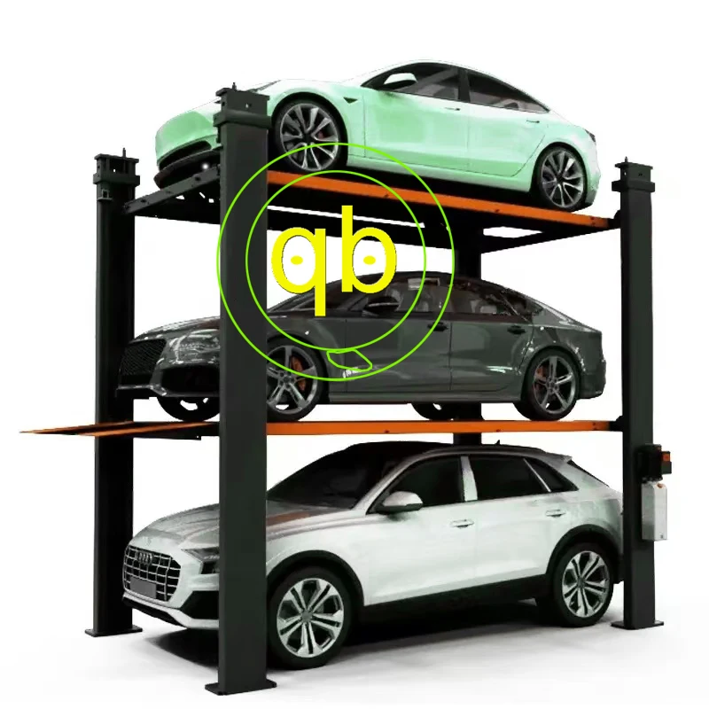 Car Storage Lift Triple Hydraulic 3 Level 4 Post Car Parking Lift With ...