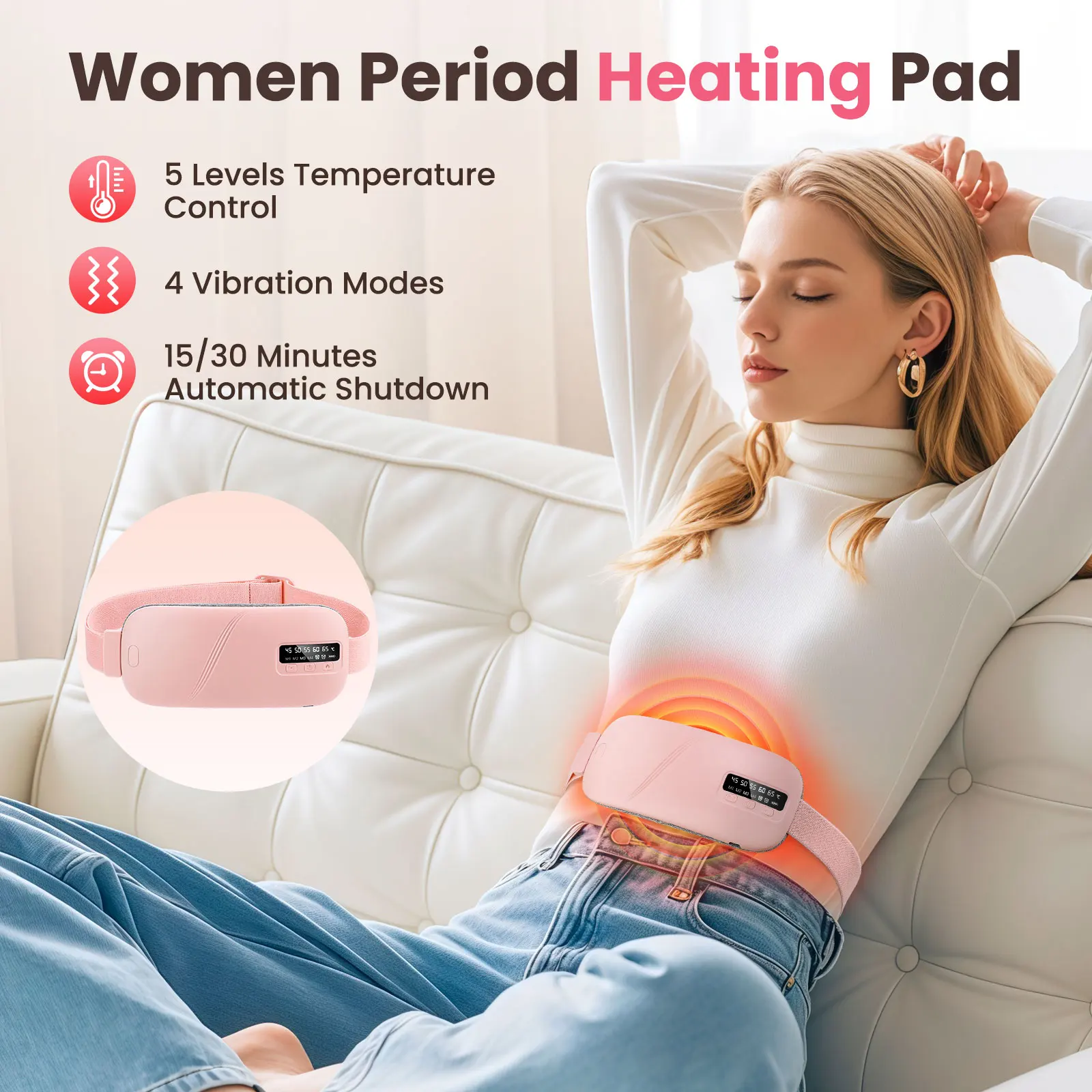 Fitease Heating Belt - Period Pain Relief & Waist Massage
