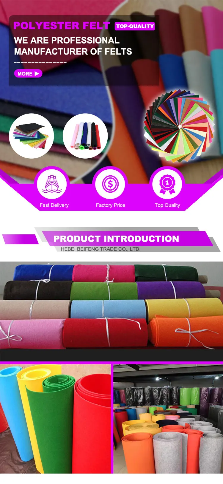 High Quality Felt Fabric Roll Industrial Felt Polyester Non Woven ...