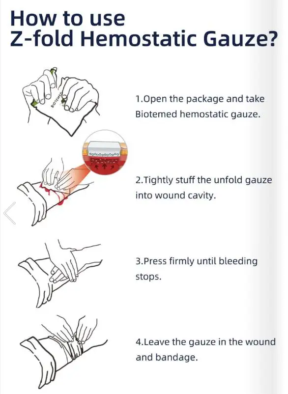 Z-fold Sterile Hemostatic Gauze - Emergency Bleeding Control