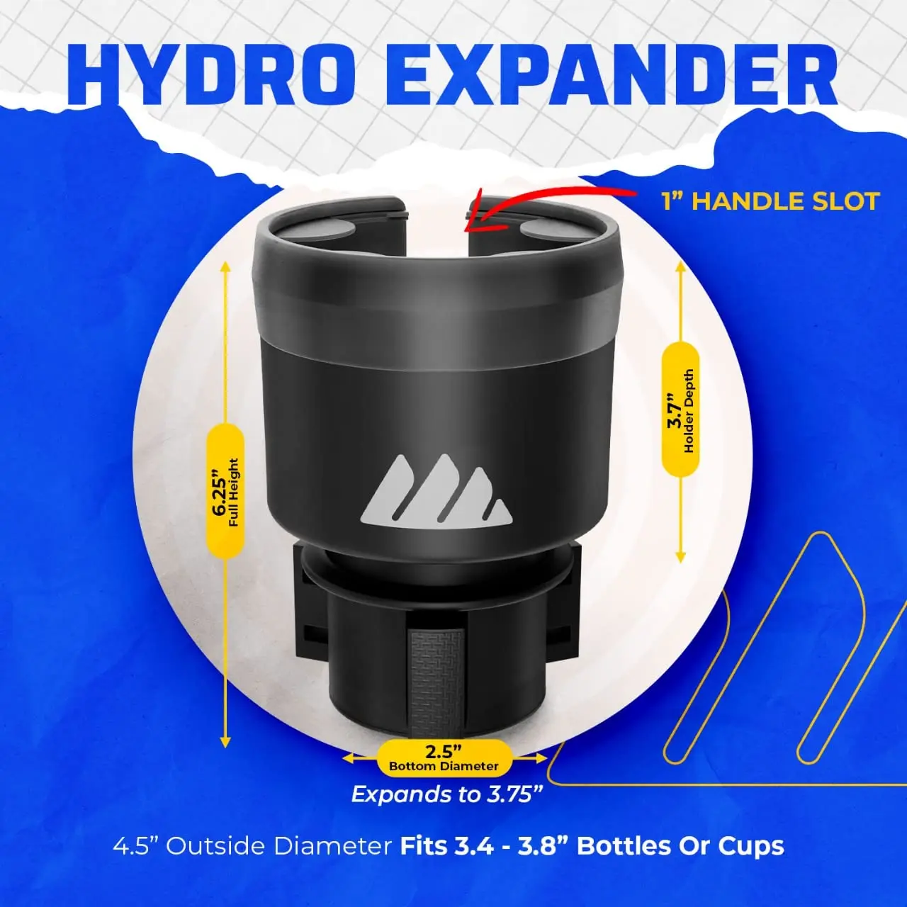 Car Cup Holder Expander Organizer With Adjustable Base - Rubber Tabs ...