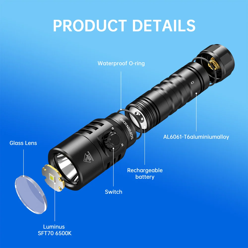 Sofirn SD06 Diving Flashlight - 3200lm SFT70 LED Light