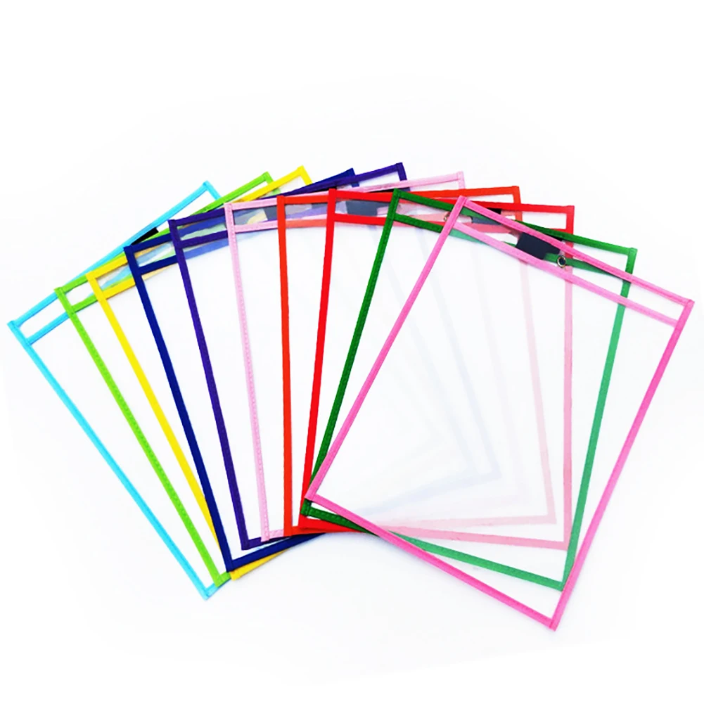 Pvc Assorted Colors Reusable Dry Erase Pockets,Transparent Clear Red ...