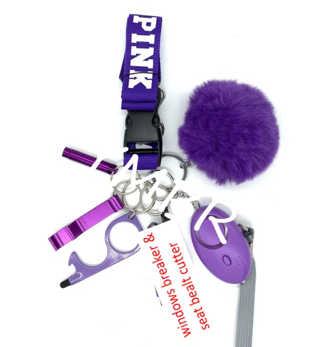6pcs/set Fashion Self Key Chain Woman Alarm Set Safety Defense Keychain ...