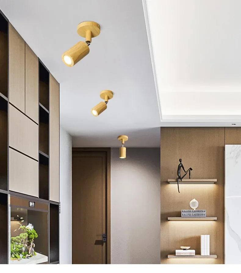 Open-mounted Living Room Spotlight Nordic Solid Wood Shop Commercial ...