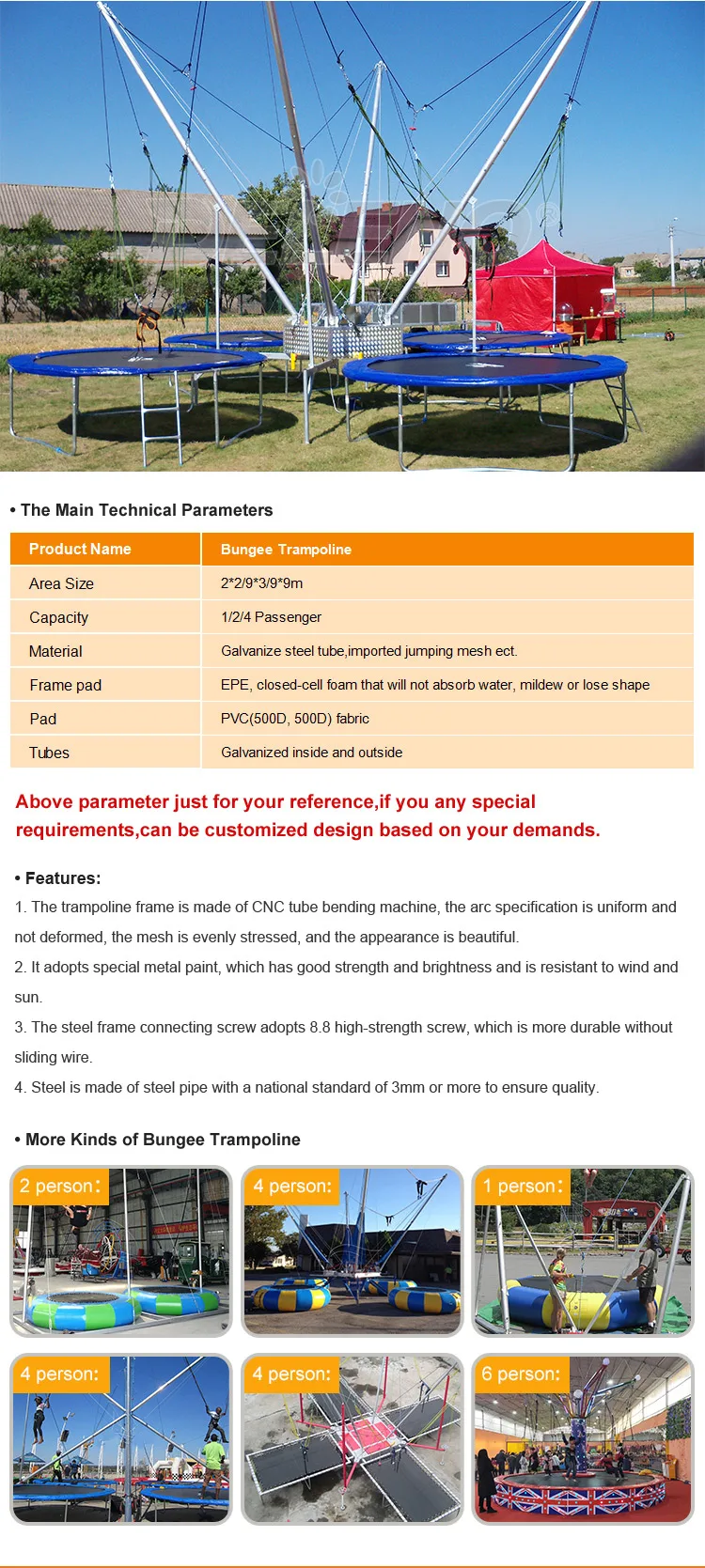 Indoor And Outdoor Amusement Park Kids Rides 4 In 1 Inflatable Bungee ...