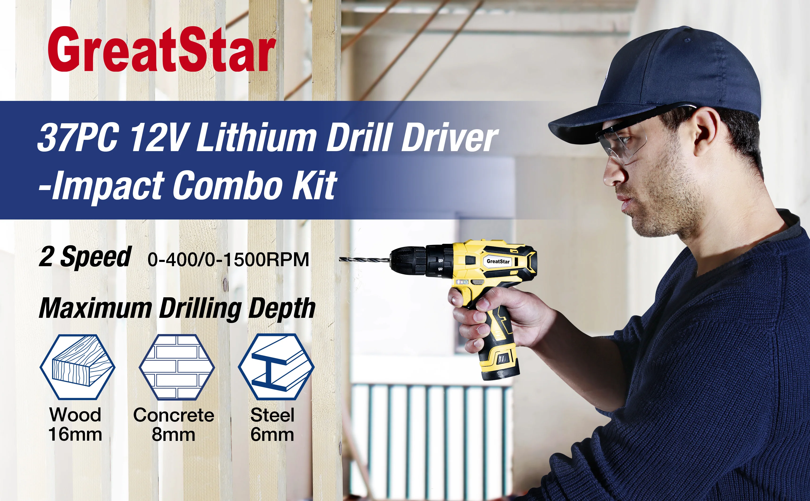 Greatstar Cordless Drill Set - Power Drill Torque Tools