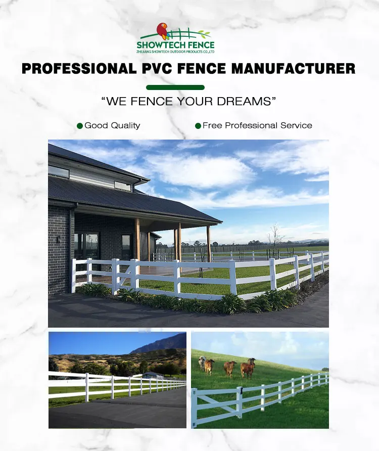 3 Rail PVC Farm Fence - Durable, Eco-Friendly Fencing