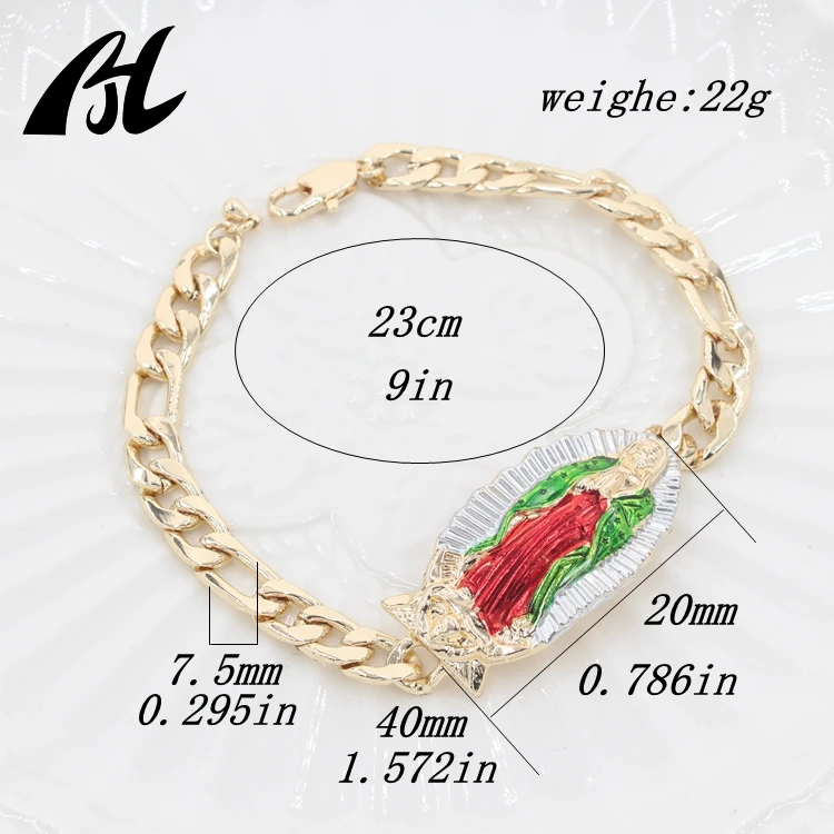 14K Gold Laminado Virgen De Guadalupe Bracelets for Women