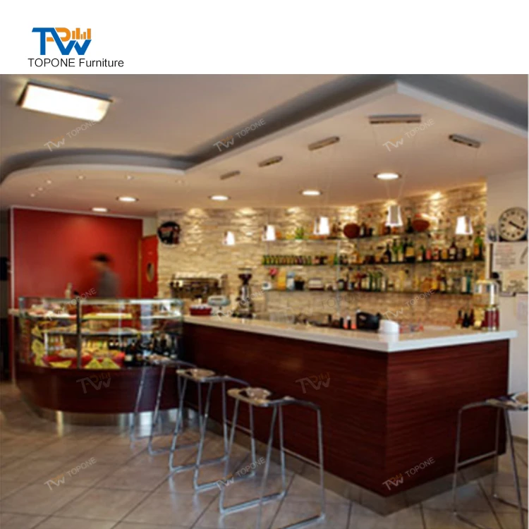 Modern Design Cafe Fast Food Restaurant Wood Acrylic Bar Counter