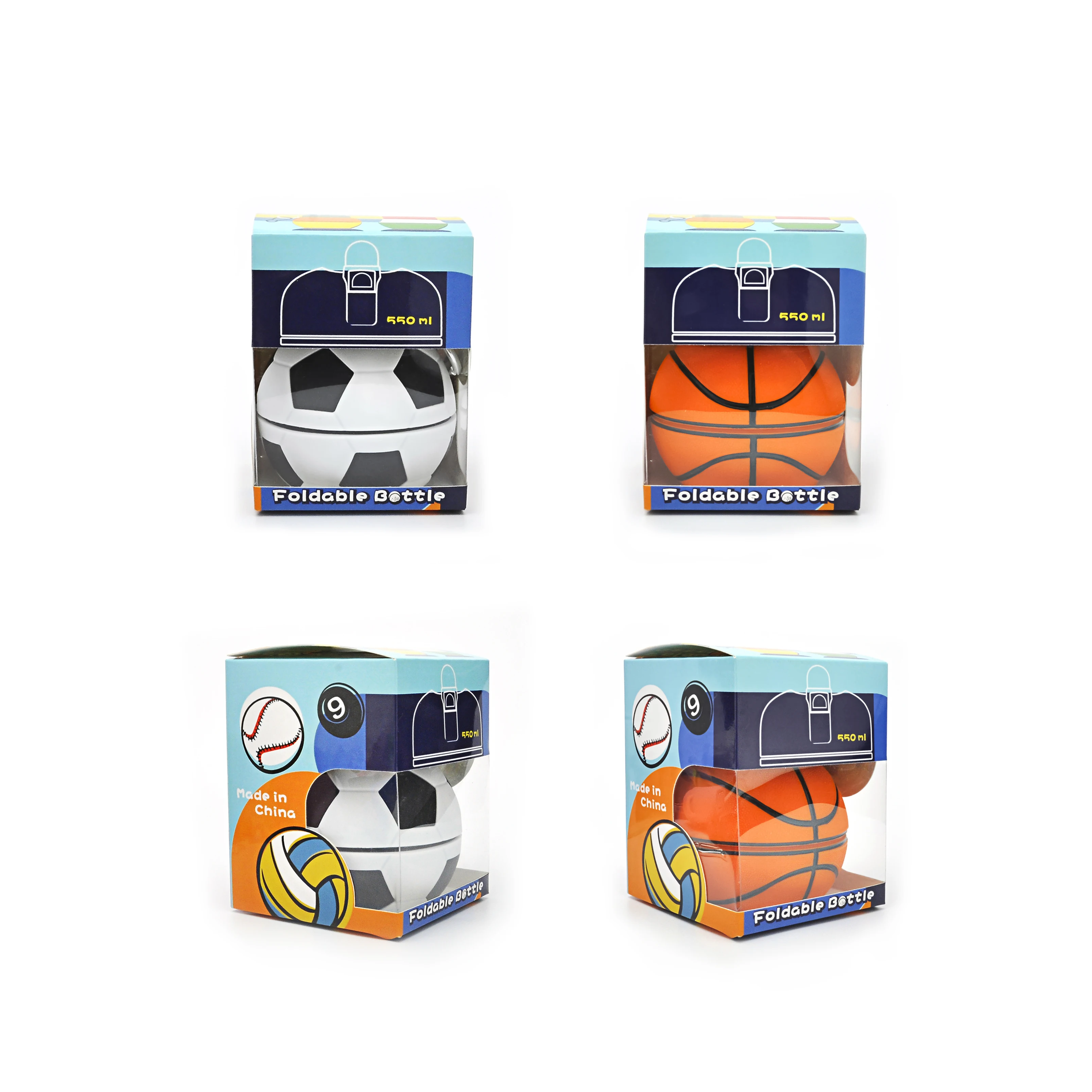 Patent Football-shaped Reusable Silikon Soccer Collapsible Bouteilles ...