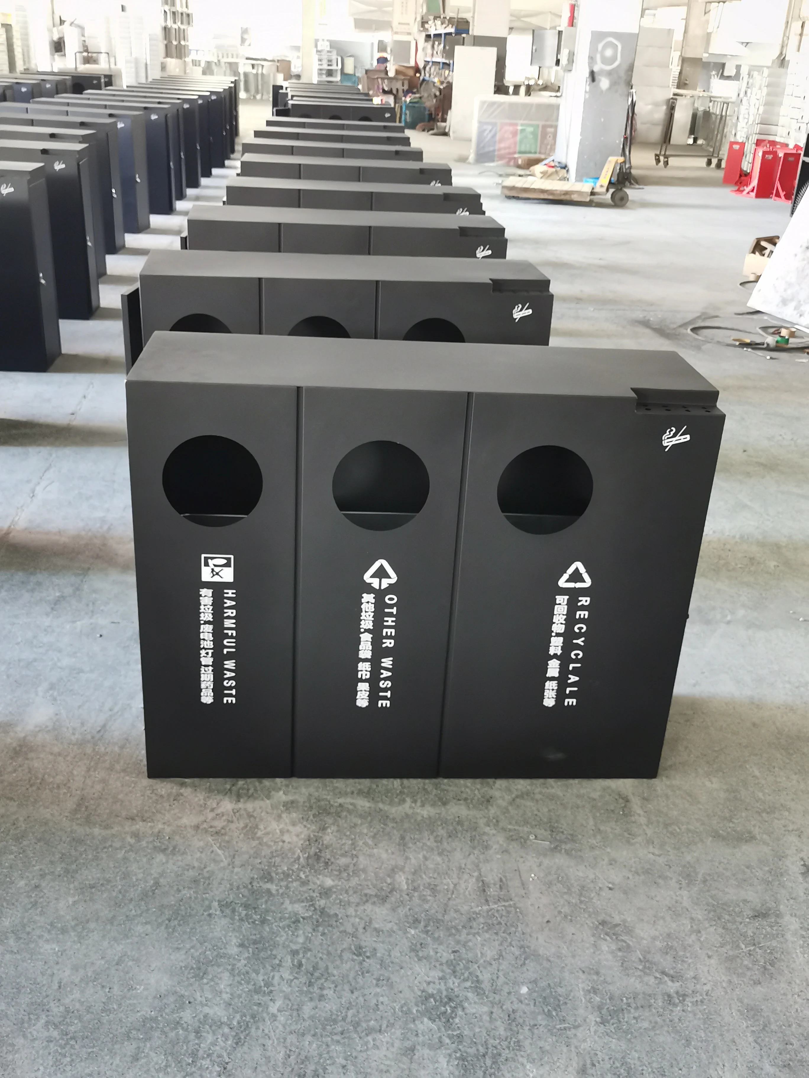 3-classified Trash Bin Outdoor for Public Area Recycling Outdoor Waste ...