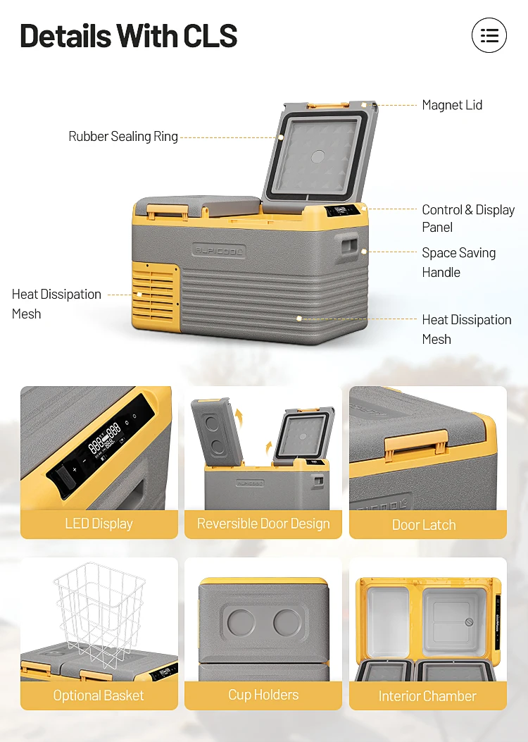Alpicool CLS Reversible Door Brand Compressor Portable Camping Fridge