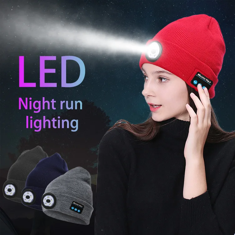 Unisex Beanie Hat With Light Led Headlamp Beanie Winter Knitted Night ...