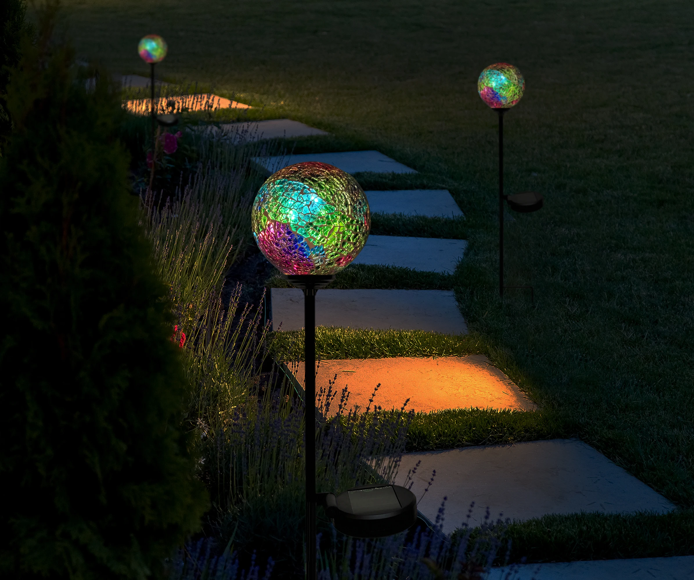 Decorative Lighting Mosaic Gazing Ball Garden Solar Stake Lights