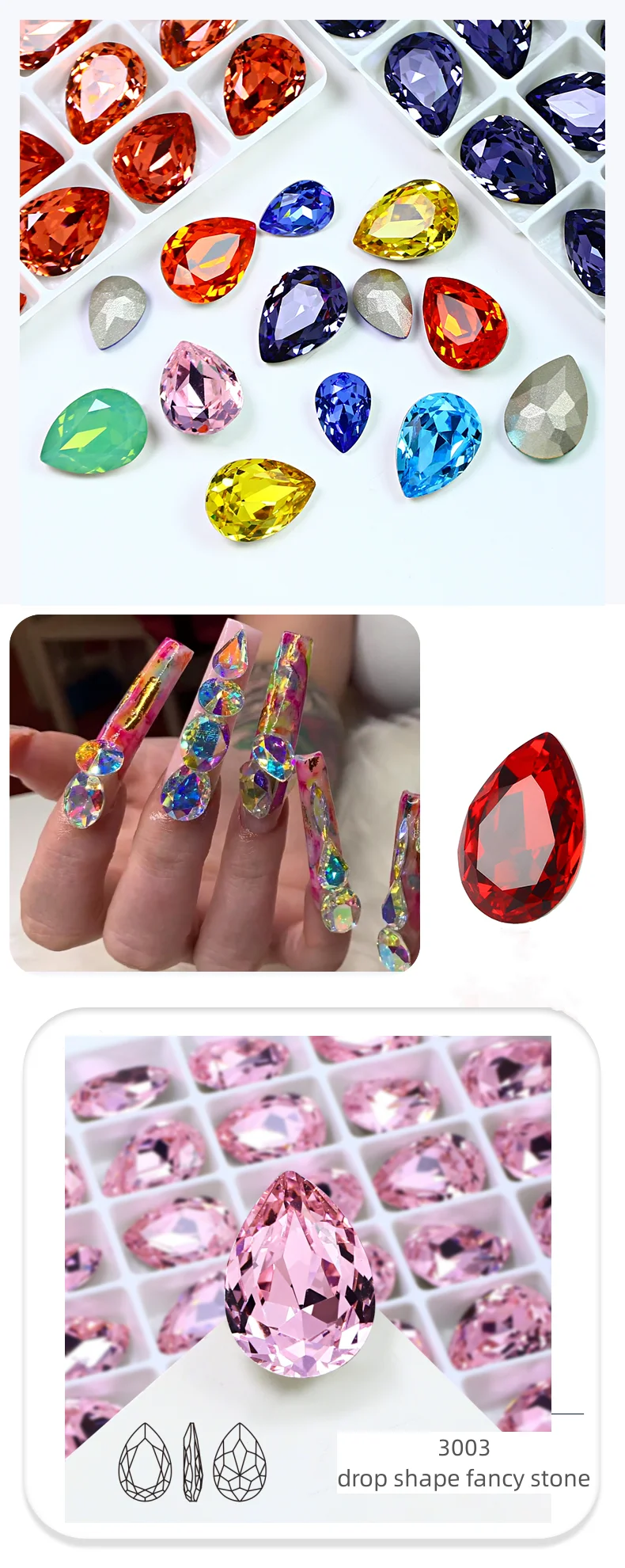 Wholesale Tear Drop Crystal Rhinestone Beads Jewelry Making Glass ...