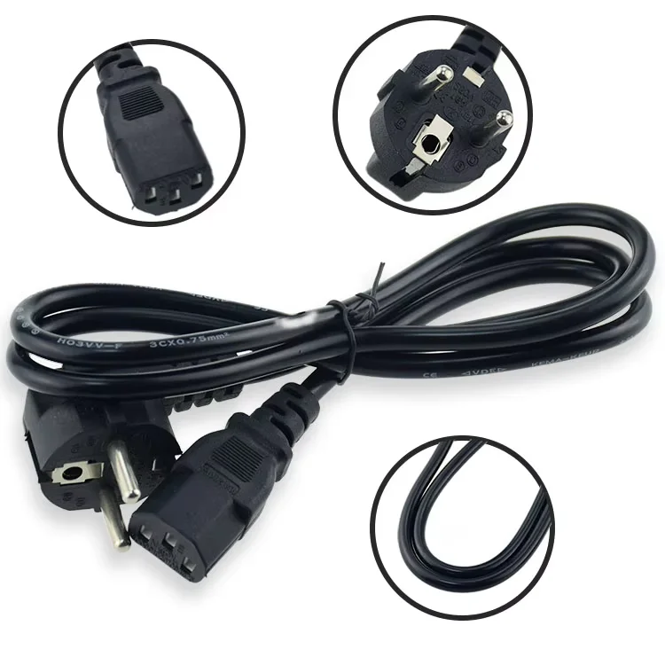High Quality EU Power Cords - Reliable for Laptops & Desktops