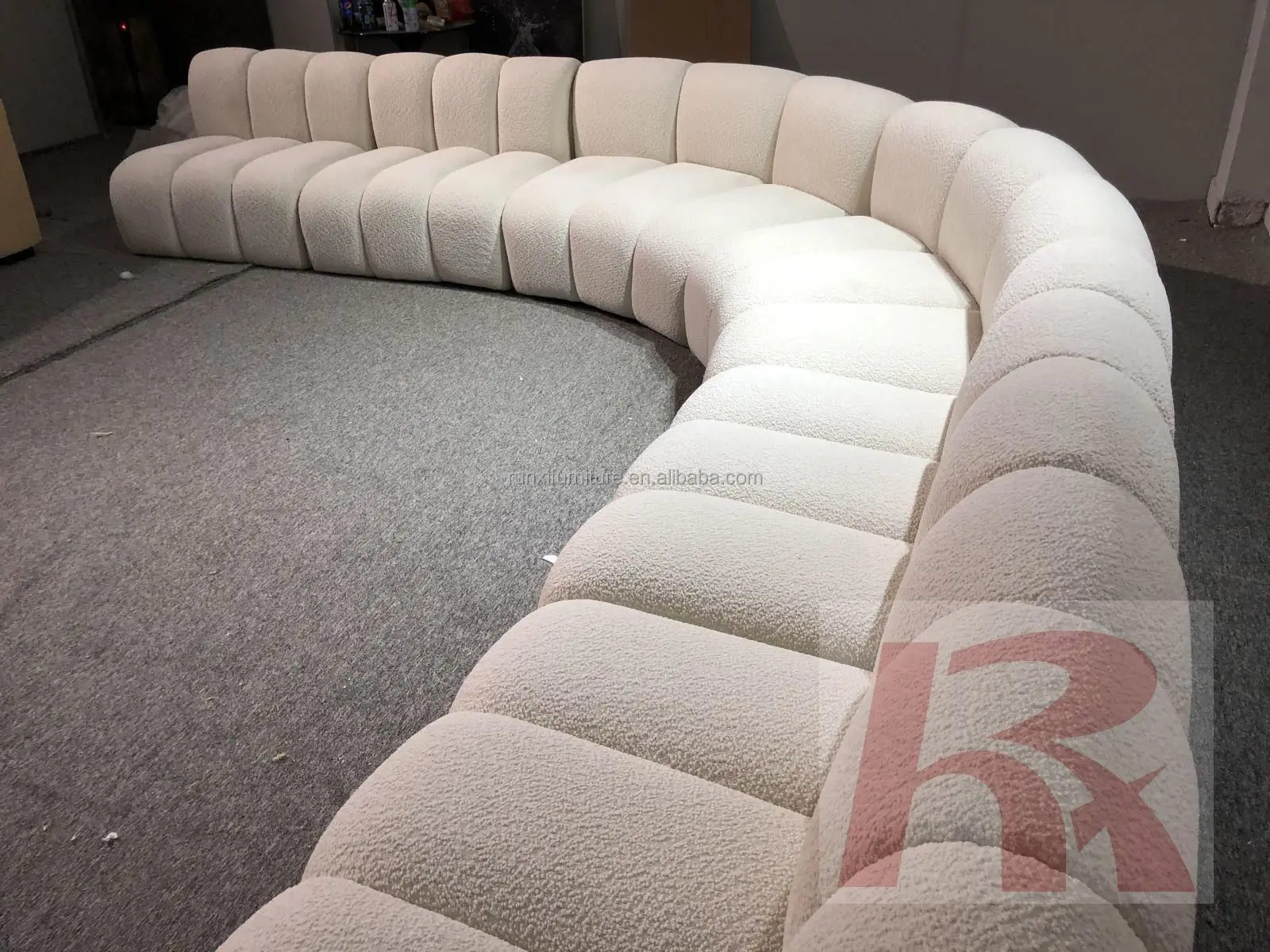Italian Design Channel Tufted Modular Curved Sofa Set