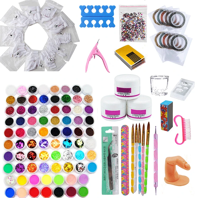 Beginner Nail Sets - Complete Kit with Crystal Glitter