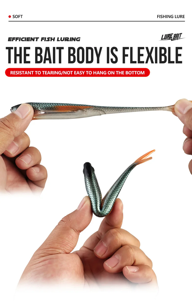 DN 12cm 9g 3D Fish Shape Fluke Tail Soft Plastic Lure