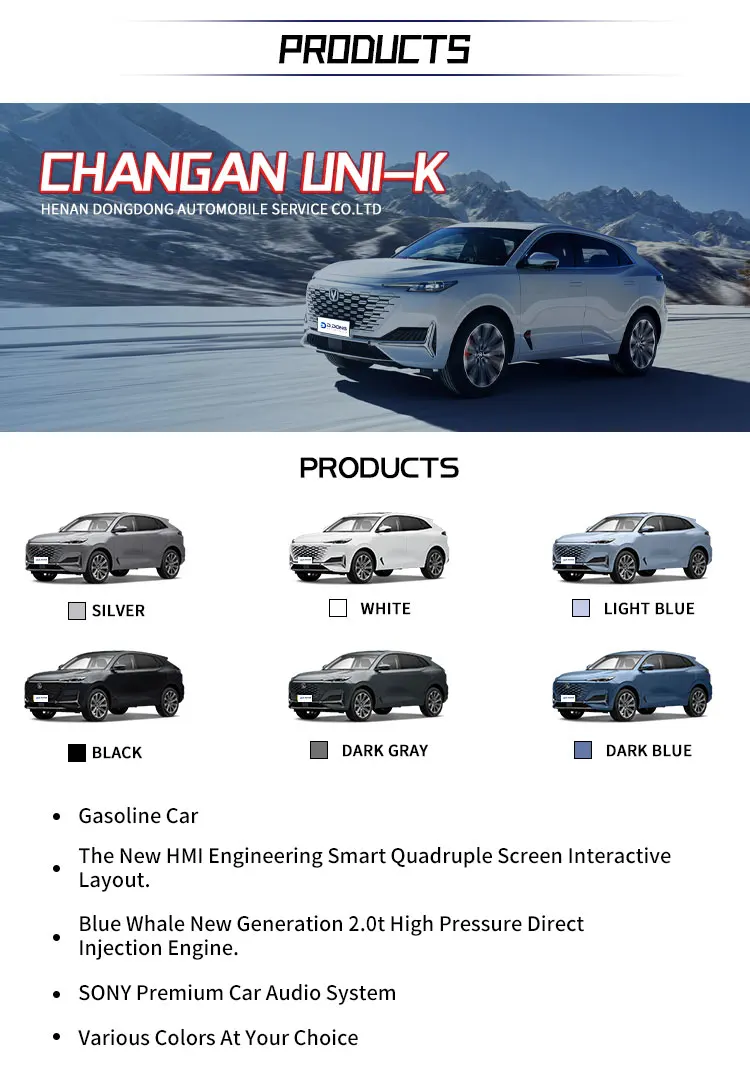 China New Suv Gasoline Car Chang'an Uni-k 2.0t Petrol Vehicle Changan Uni-k Elite 2024 Petrol ...
