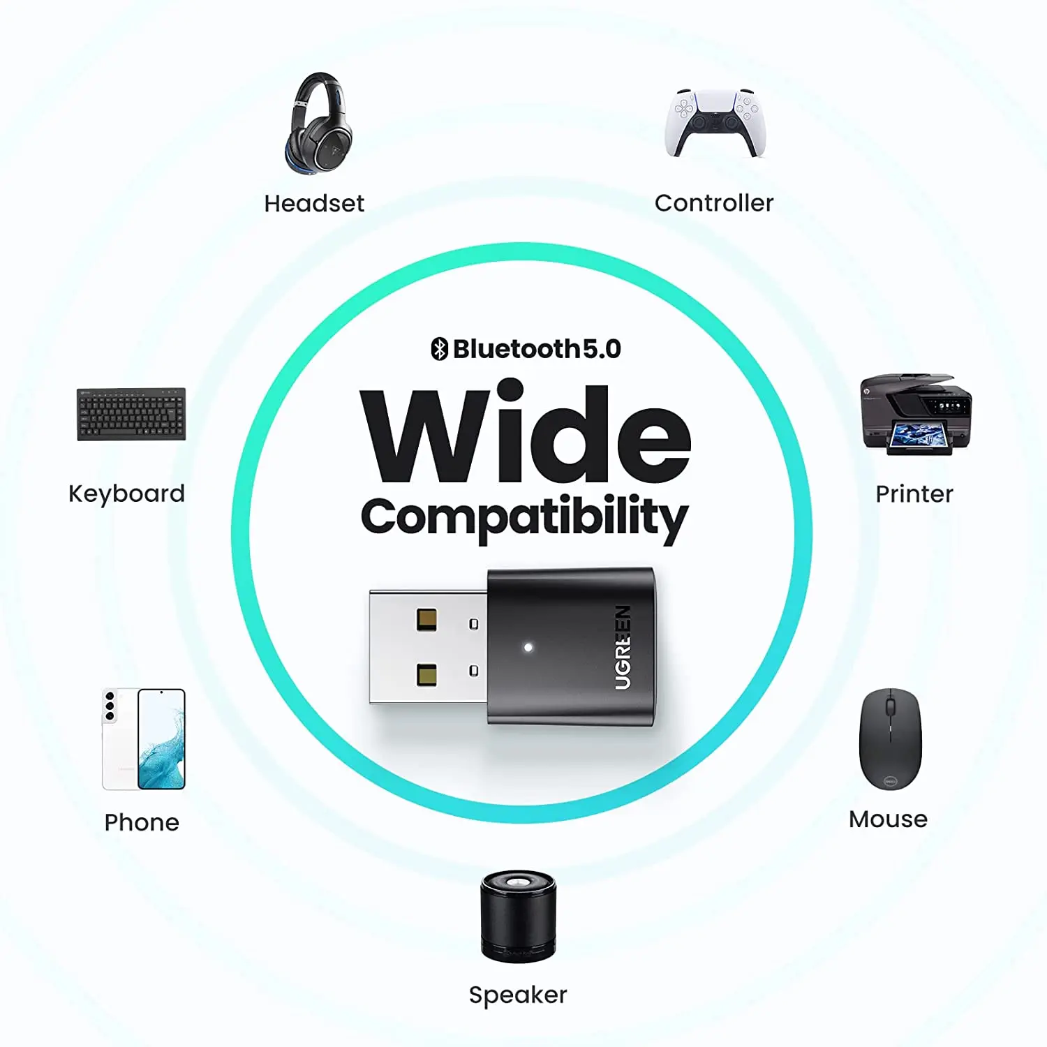 Ugreen Usb Bluetooth Adapter Mini Size Bluetooth 50