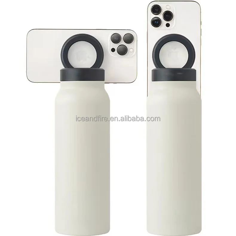 Magsafe Water Bottle 24oz 710ml Double Wall Steel With Magnetic Ring Phone Holder Magnetic Lid ...