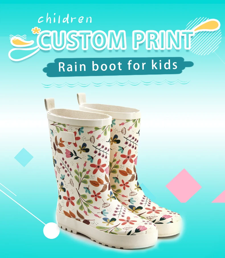 Customized Logo Print Wellies Toddler Cute Rubber Rain Boots Kids ...