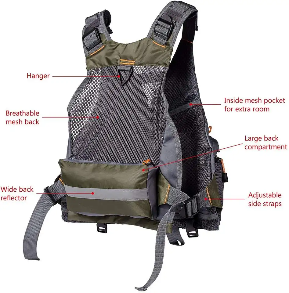 ISO9001 Factory Heavy Duty Adjustable Fishing Vest for Men Comfortable ...