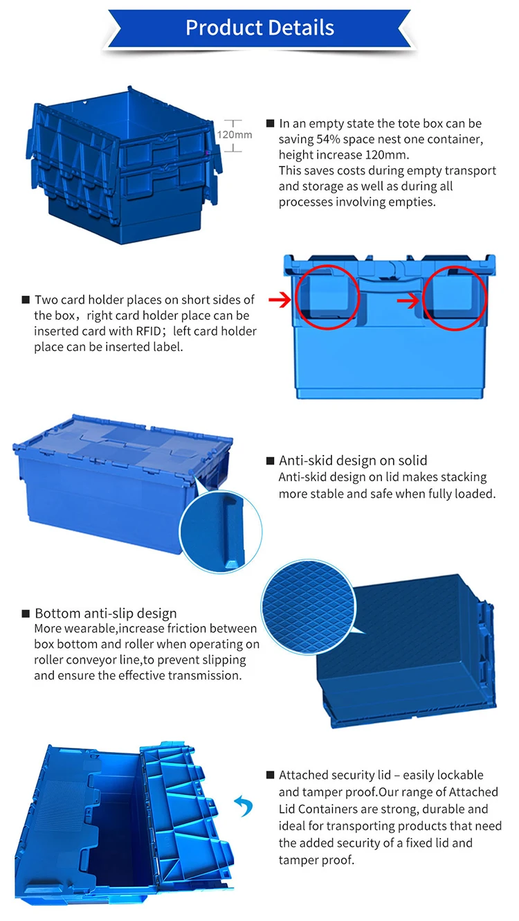 Heavy Duty Plastic Moving Nestable Container Storage Totes