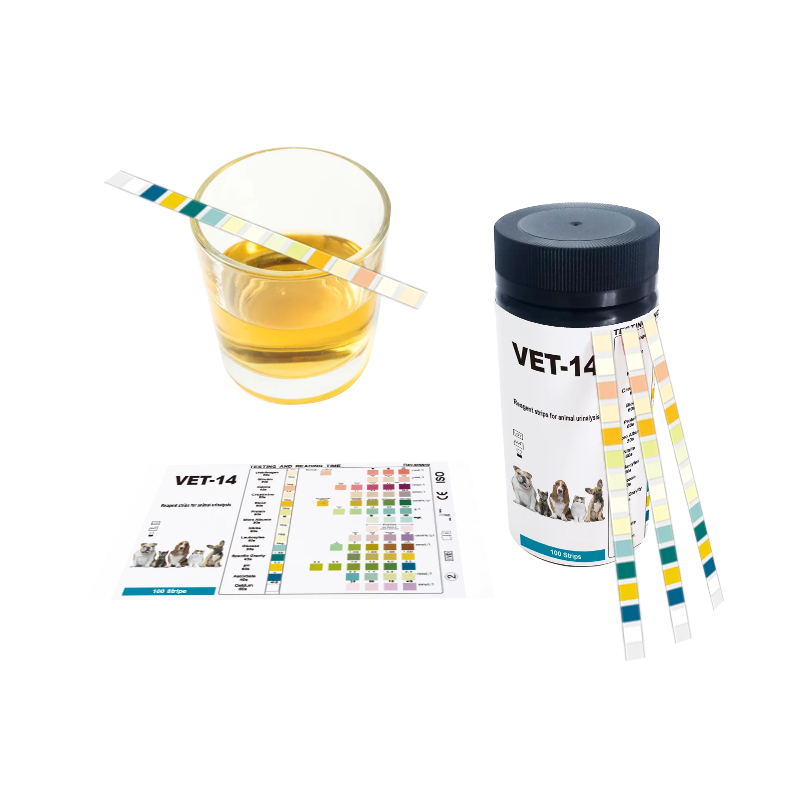 Urine Test Strips 14 in 1 for Dog and Cat Vet Lab Grade