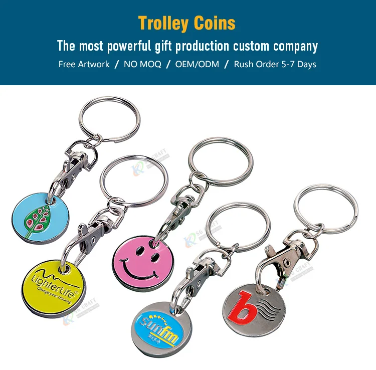 Supermarket Shopping Cart Trolley Coin Token Keychain Holder Lock,Heart ...