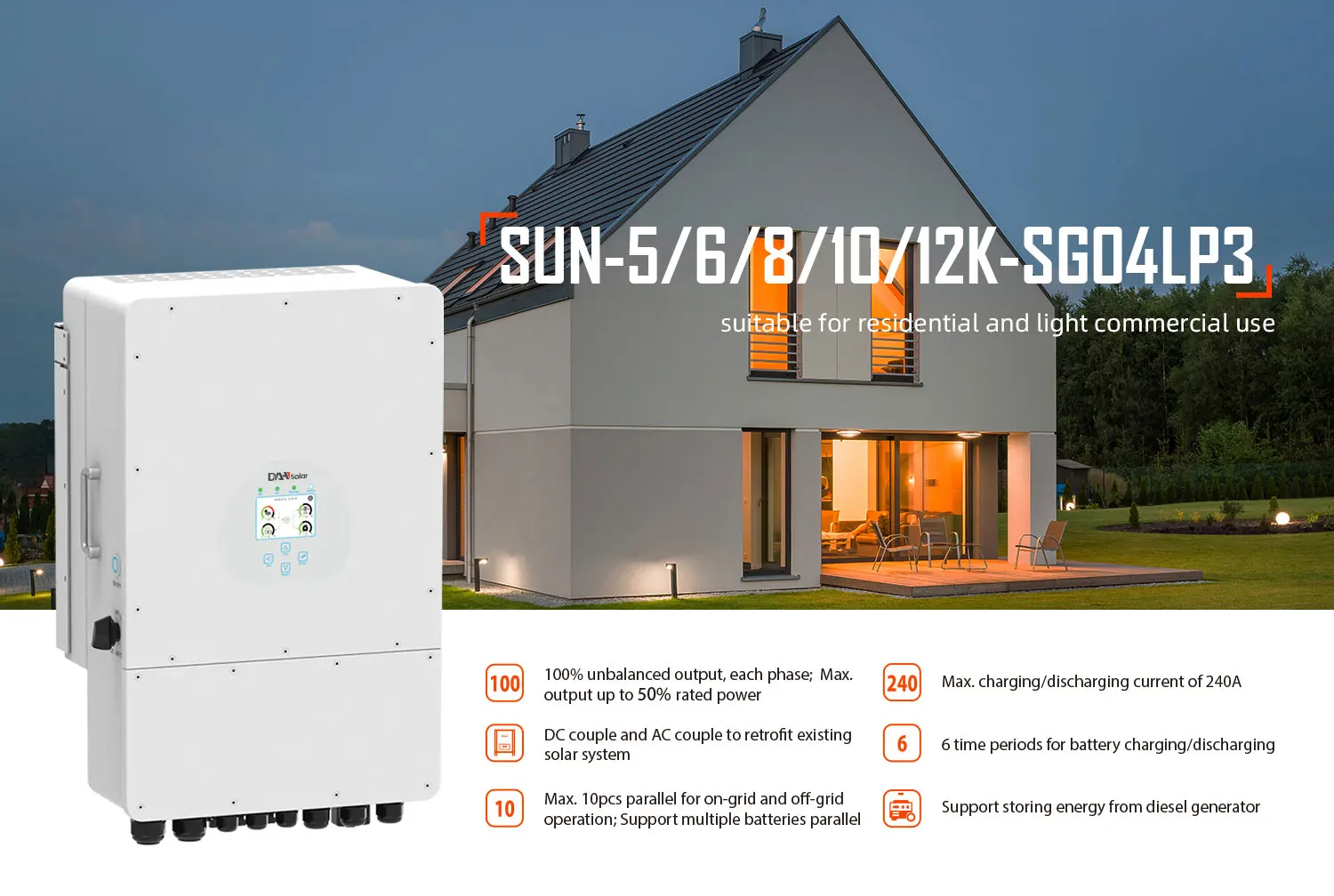 Hybrid Inverter 3 Phase Solar 8kw 10kw 12kw SUN-12K-SG04LP3 240A ...