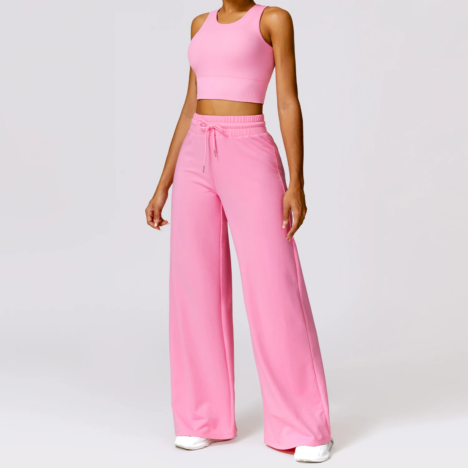 Elegant Dashing Casual Bell -bottom Flare Joggers Crop Top Tank Yoga ...
