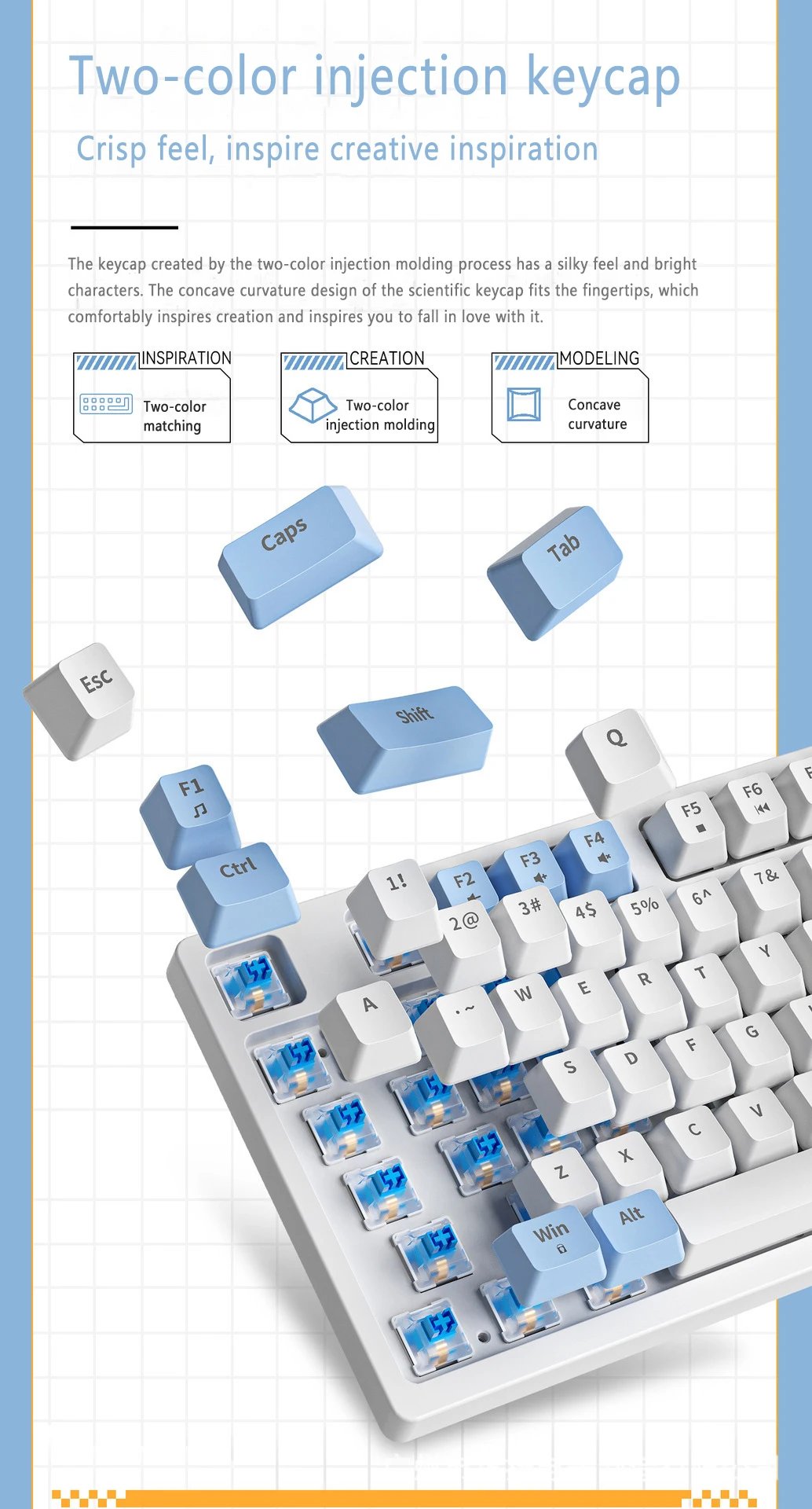 98 Keys Green Axis 75% Wired Gaming Keyboard For Esports Special ...