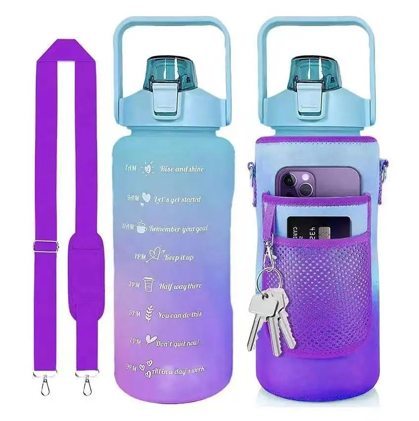 2L Portable Handfree Tritan Bottle - Motivational Time Marker Jug
