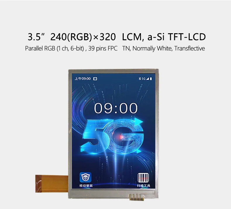 COM35H3M10XTC Ortustech 3.5 Inch TFT LCD Display 240x320 Transflective LCD Panel Touch Screen ...