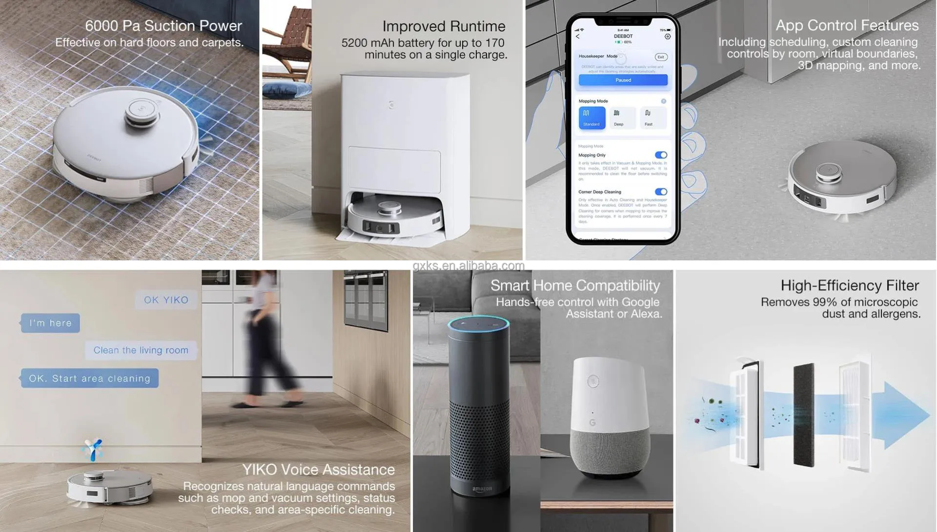 T20 Omni 6000pa Suction Intelligent Electric Wireless Sweeping Mopping ...