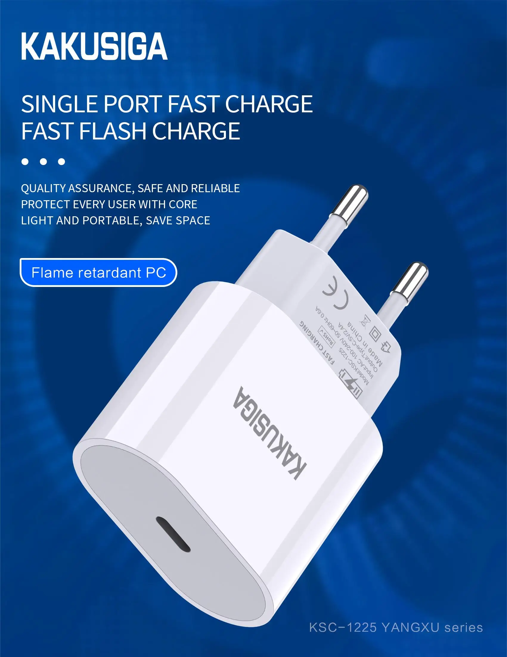 Kakusiga High Current Eu Standard Series Single Port Charger 2.4a Usb-c ...