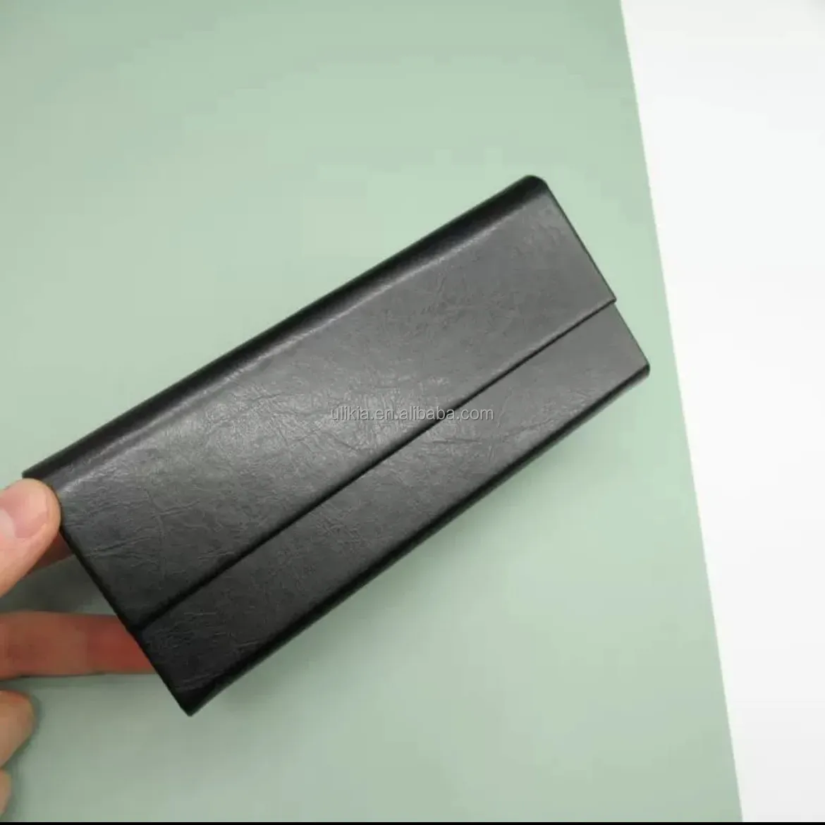 Triangle Foldable Glasses Case Portable Magnetic Closure PU Leather ...