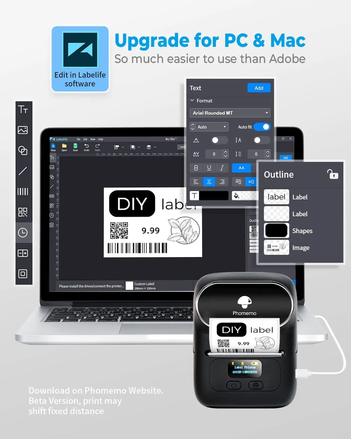 Phomemo M110 QR Code Label Printer Wireless Photo Thermal Sticker ...