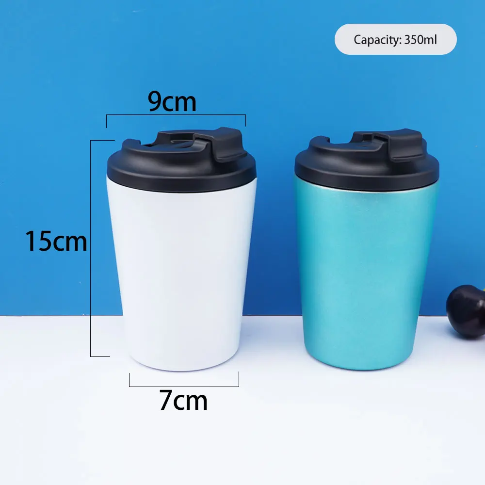 350ml Eco-friendly Coffee Thermos Tumblers with Lid Paint Spraying Double Walled Stainless Steel ...