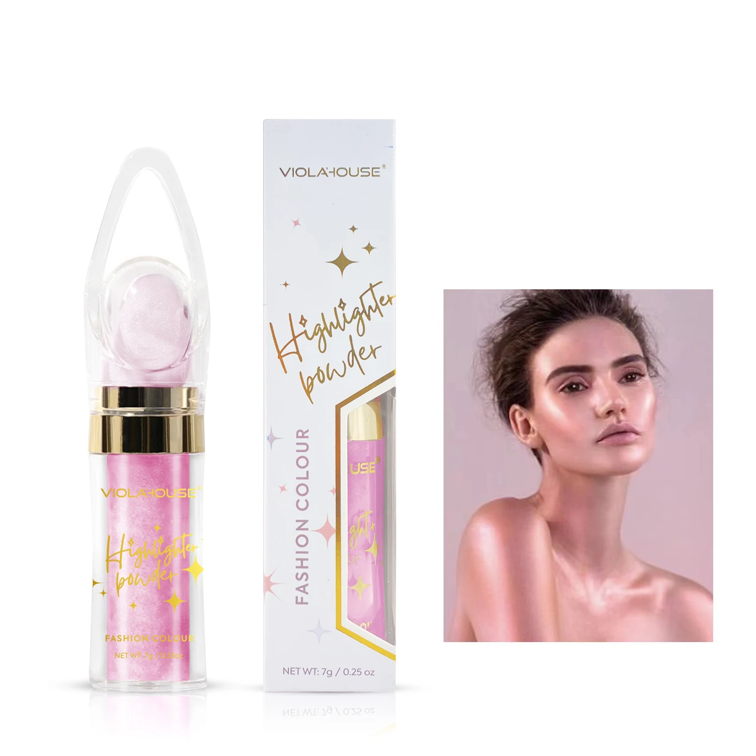 VIOLAHOUSE Highlighter Powder - Long-Lasting Shimmer Makeup