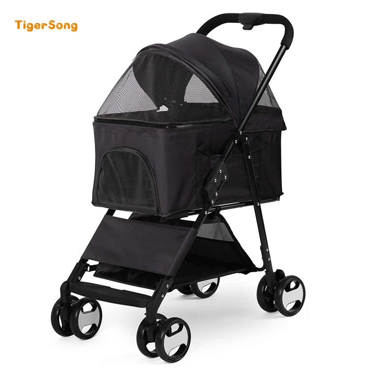 Luxury Easy Fold Removable Liner Storage Basket Pet Dog Stroller - Buy ...