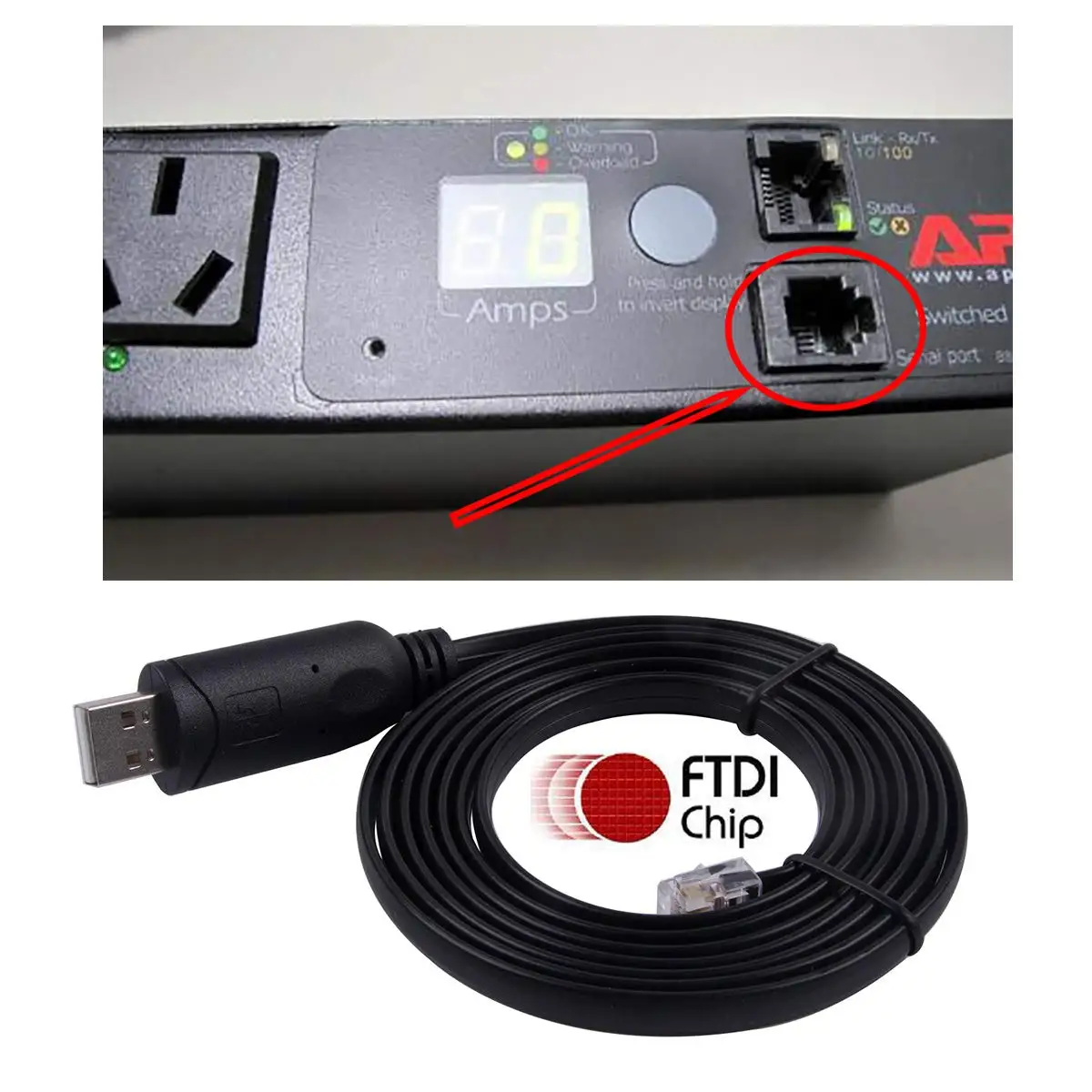 Usb To Rj12 6p6c Rs232 Ftdi Serial Converter Apc Pdu Cable For Apc Ups ...