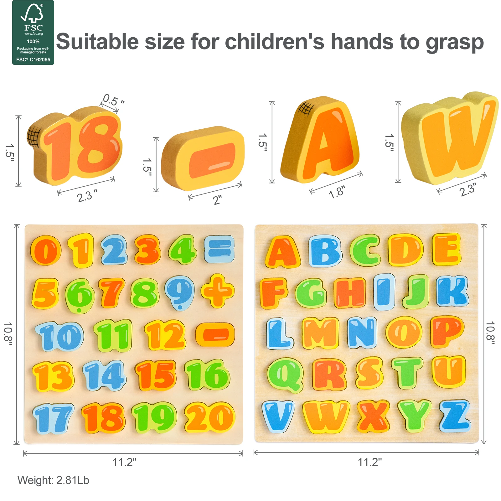 Wooden Alphabet Puzzle And Number Puzzle Set For Toddlers For Kids ...